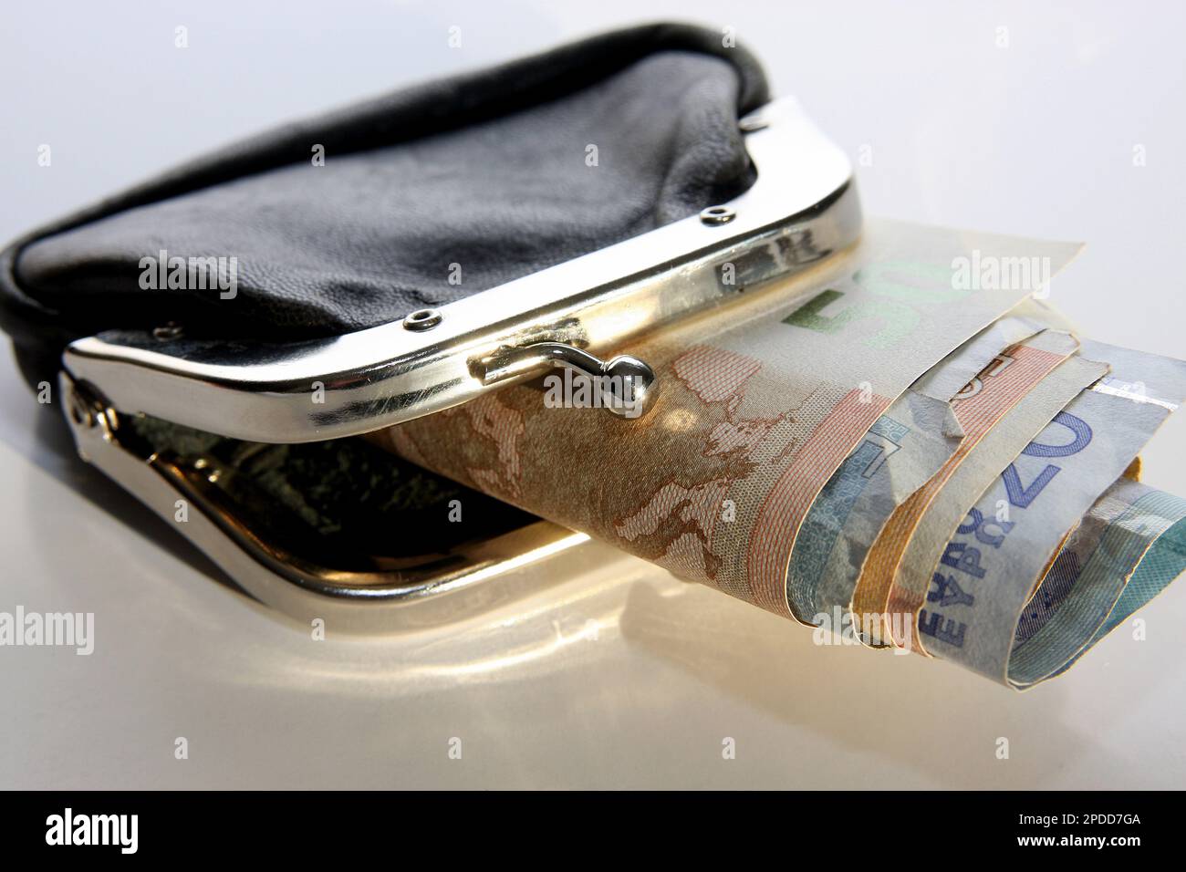 black billfold with Euro bills Stock Photo - Alamy