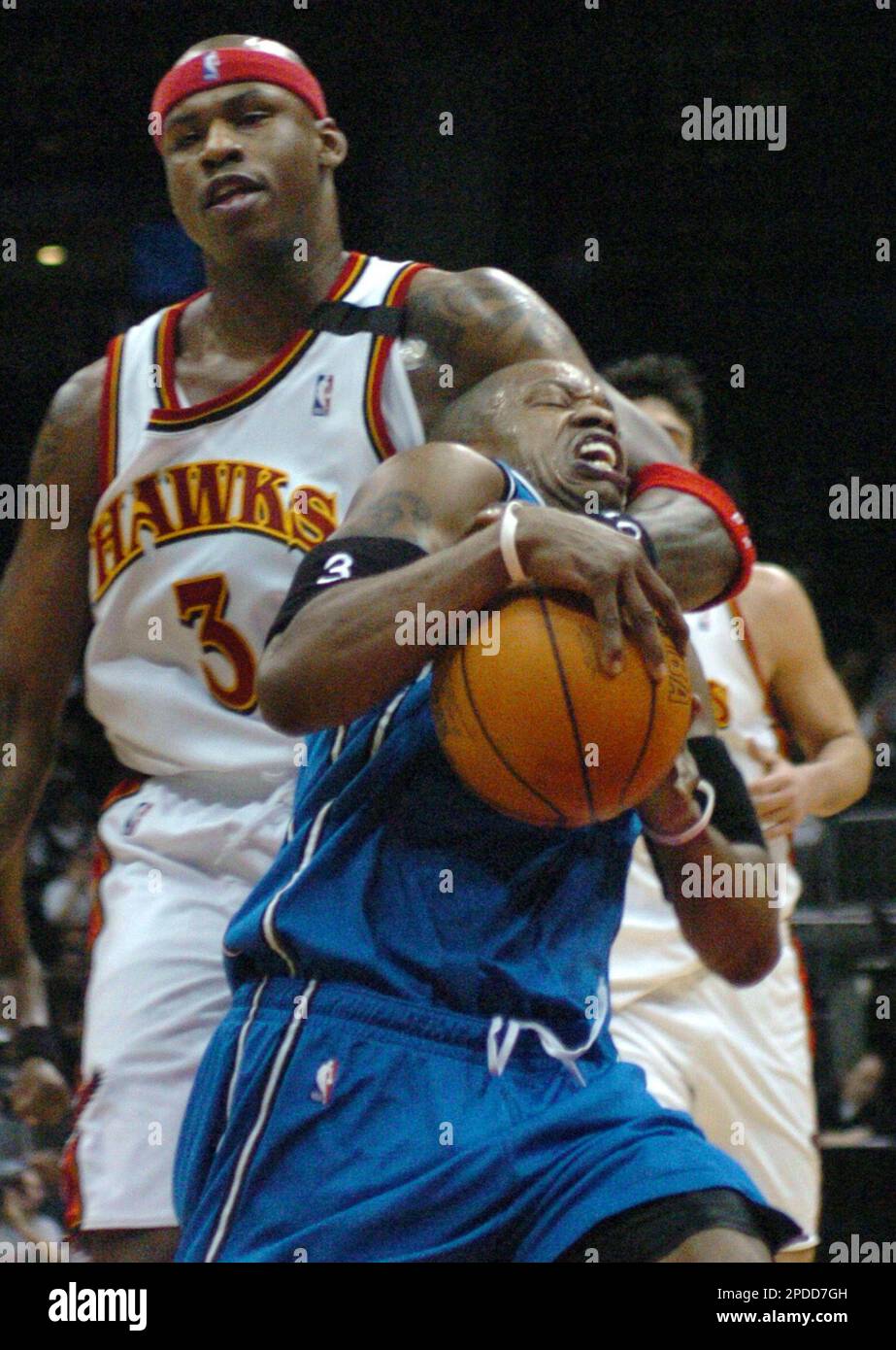 Orlando Magic guard Steve Francis, right, is fouled by Atlanta Hawks ...
