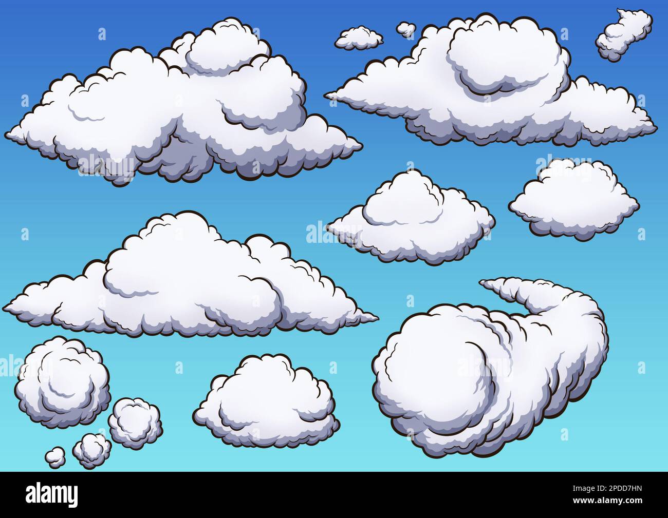Cartoon Clouds. Clip art illustration with simple gradients Stock Photo ...