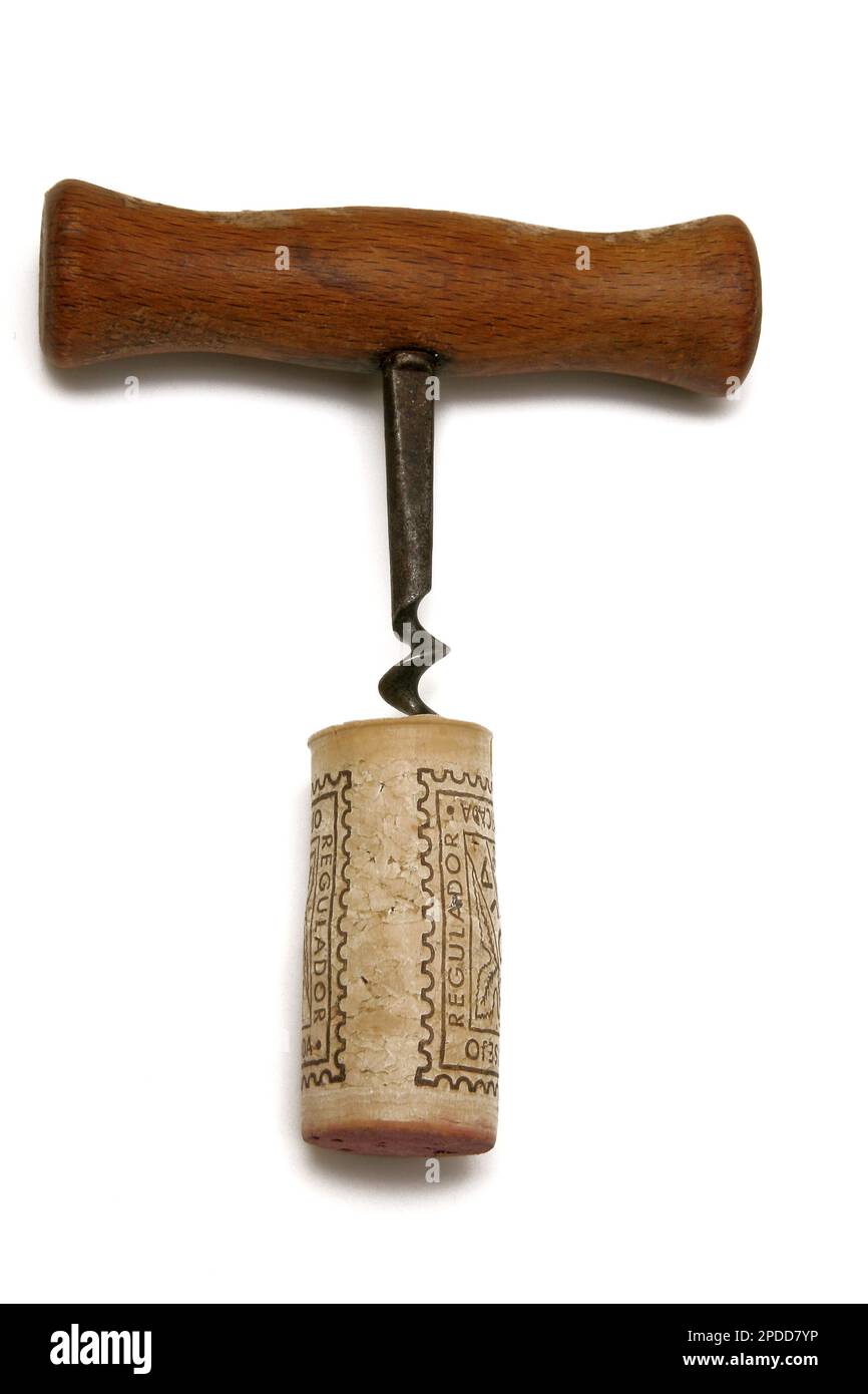 corkscrew with cork, cutout Stock Photo - Alamy