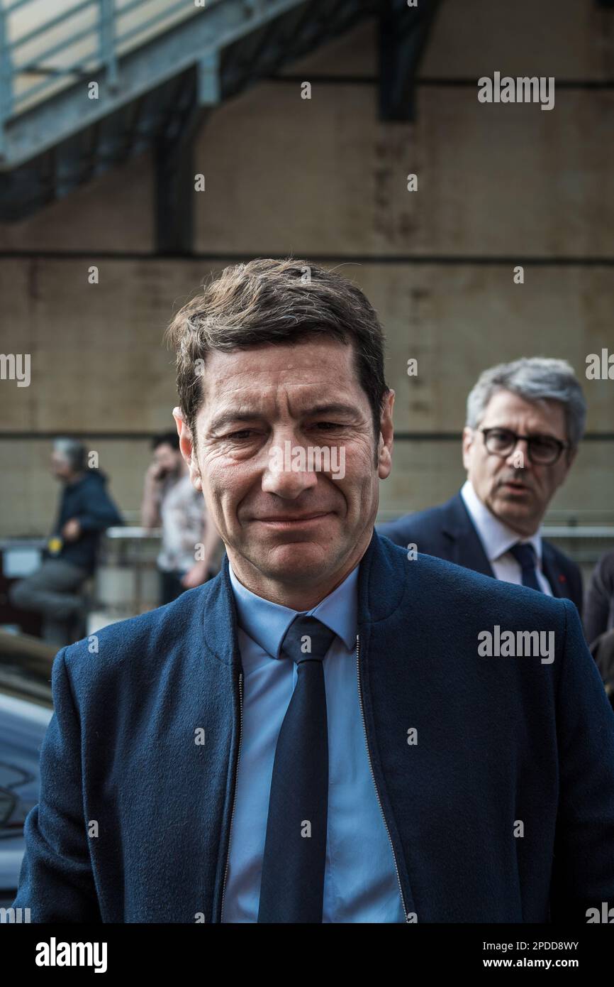 Cannes, France. 14th Mar, 2023. David Lisnard, mayor of Cannes arrives ...