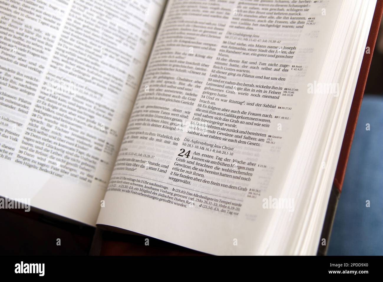 opened Bible with the resurrection of Jesus Christ Stock Photo - Alamy