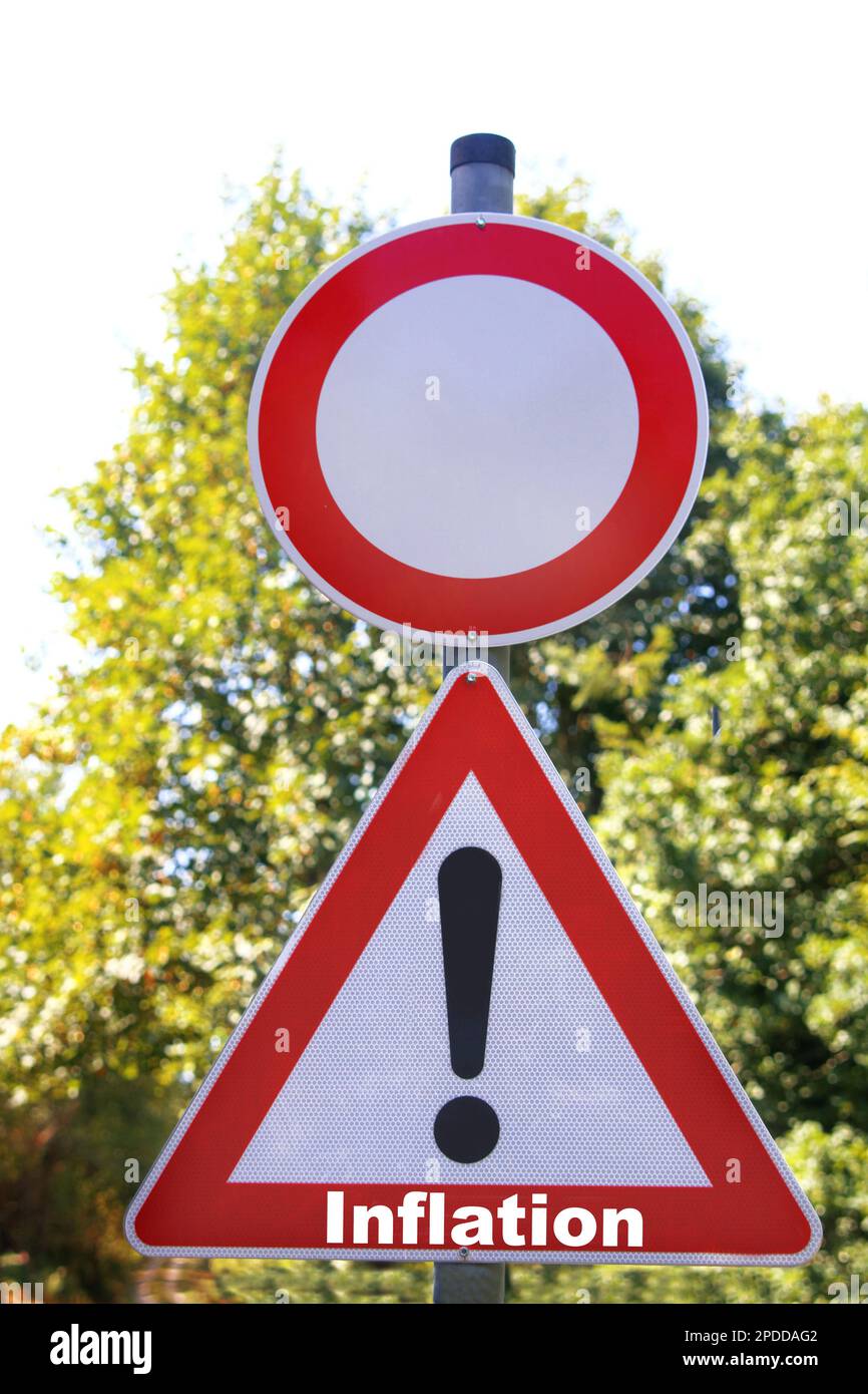 road sign passage prohibited, and Caution, danger point!, lettering ...