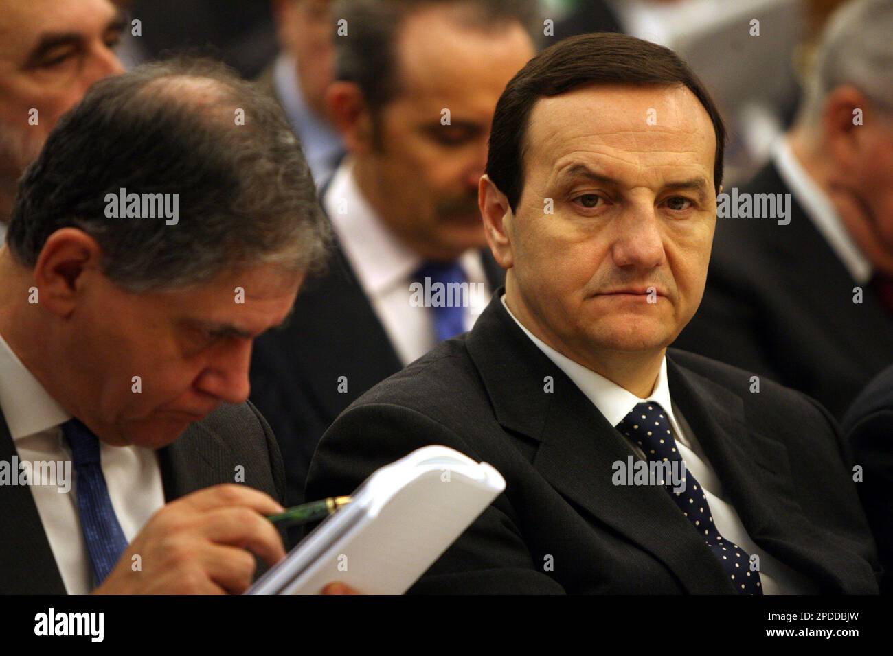 Italian Public Functions Minister Mario Baccini, right, and Culture ...