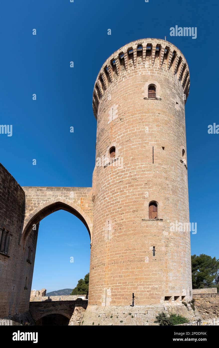 Exterior view of the Bellver Castle in Palma de Mallorca - Spain Stock ...