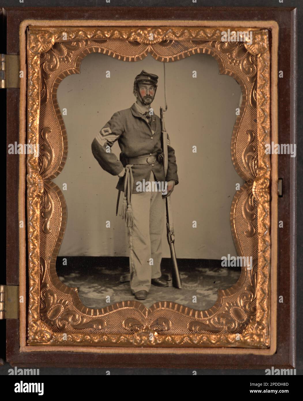 Unidentified soldier in Union 1st sergeant's uniform with bayoneted ...