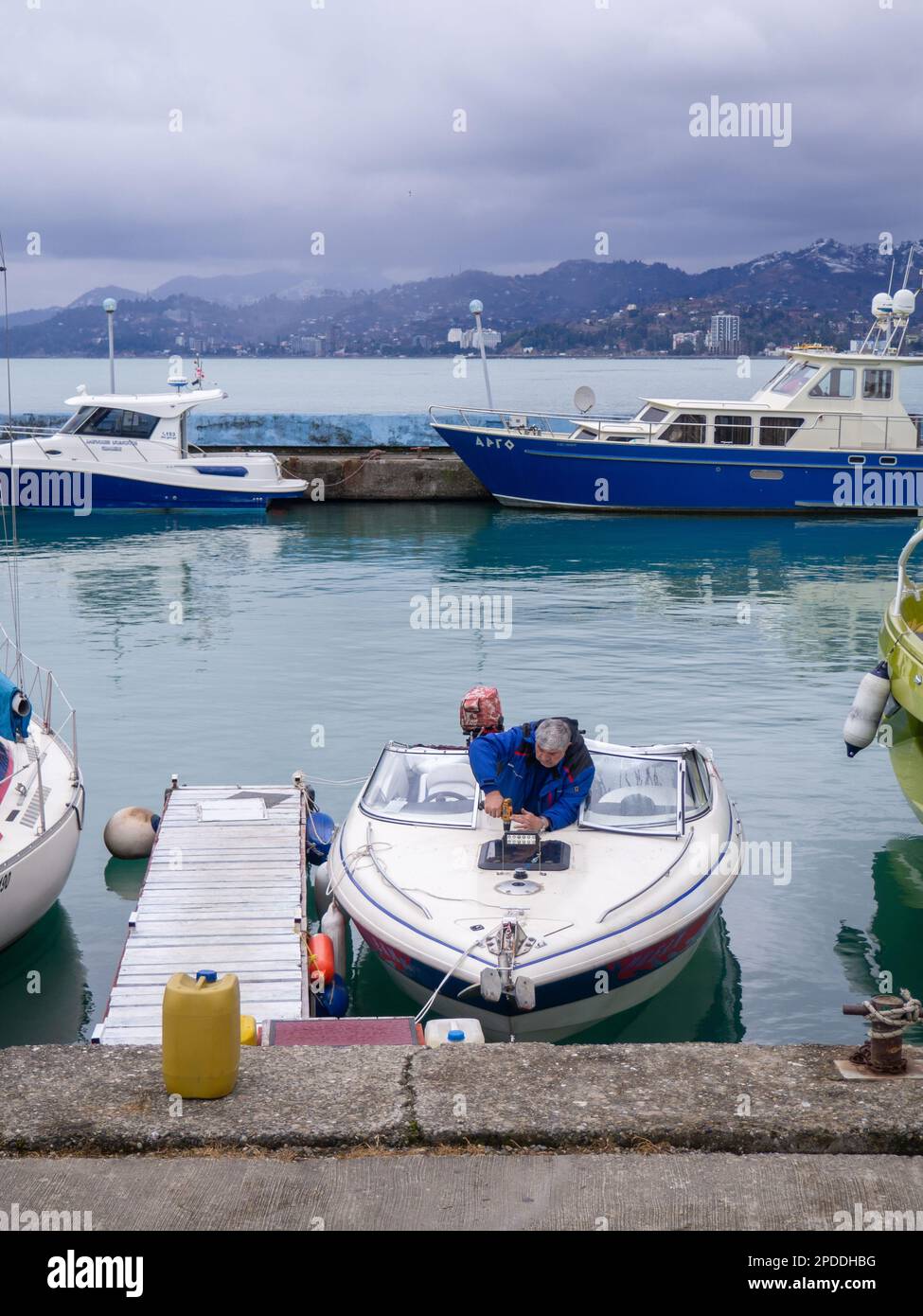 Batumi, Georgia. 02.10.2023 Ship at the pier. Winter season. Not a ...
