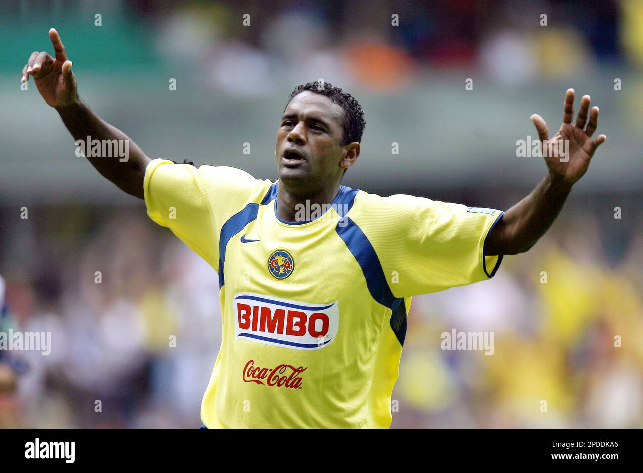 Americas soccer player Kleber Boas from Brazil celebrates after scoring ...