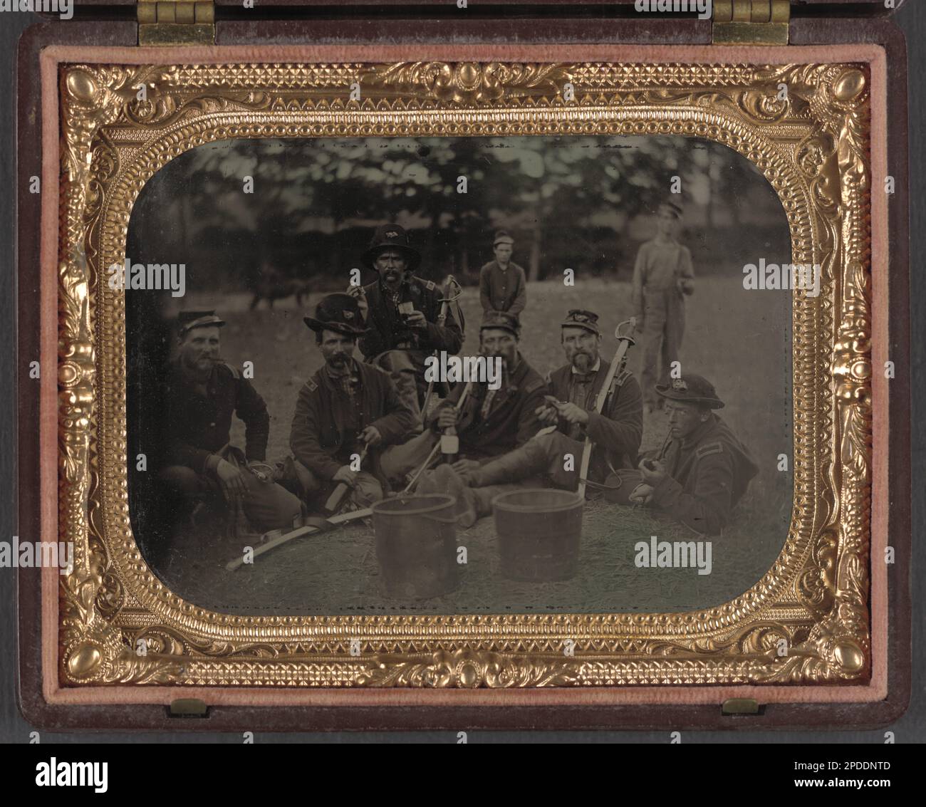 Six unidentified soldiers in 45th Ohio Infantry Regiment officers ...