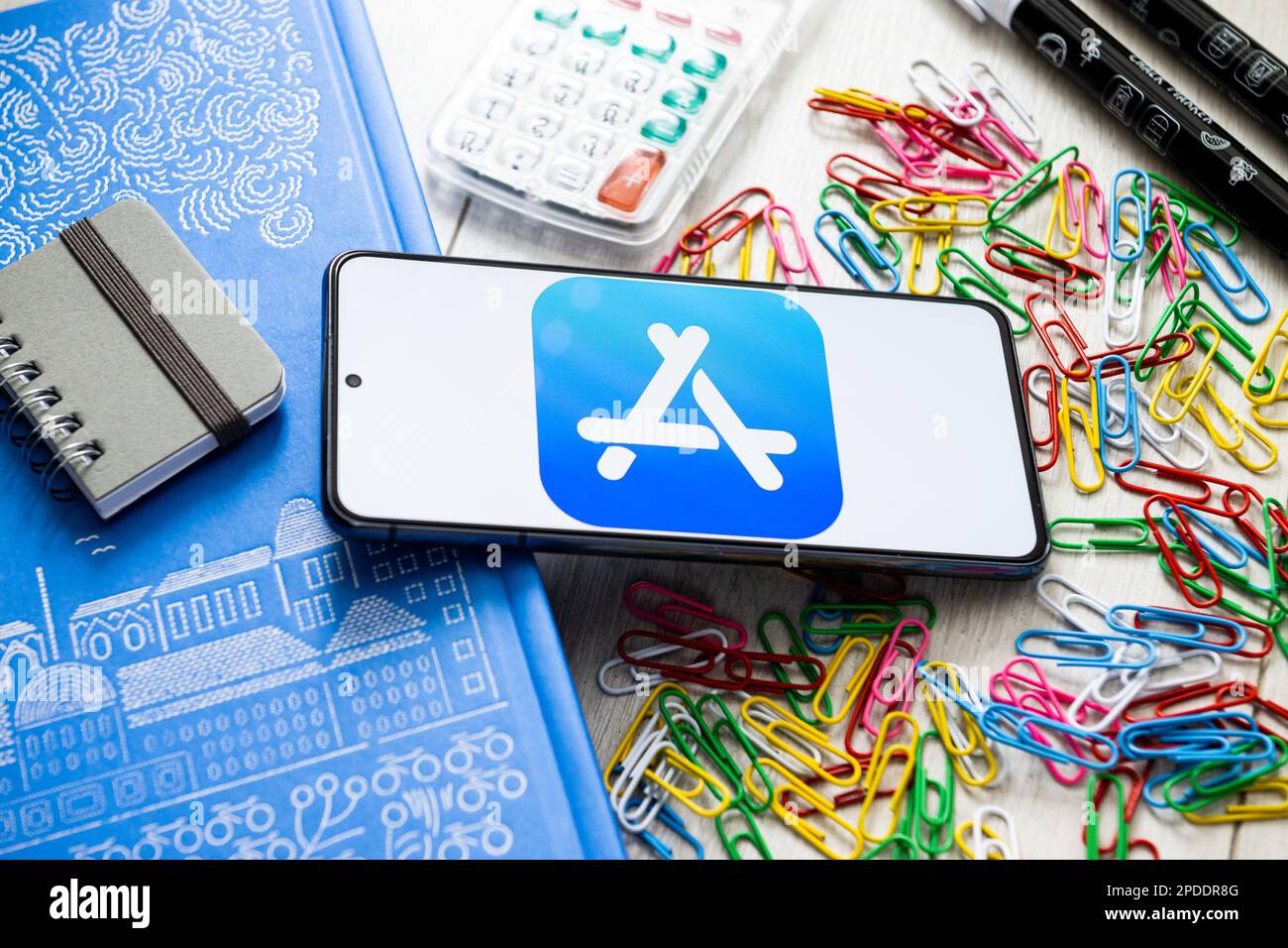 In this photo illustration Apple App Store logo seen displayed on a ...