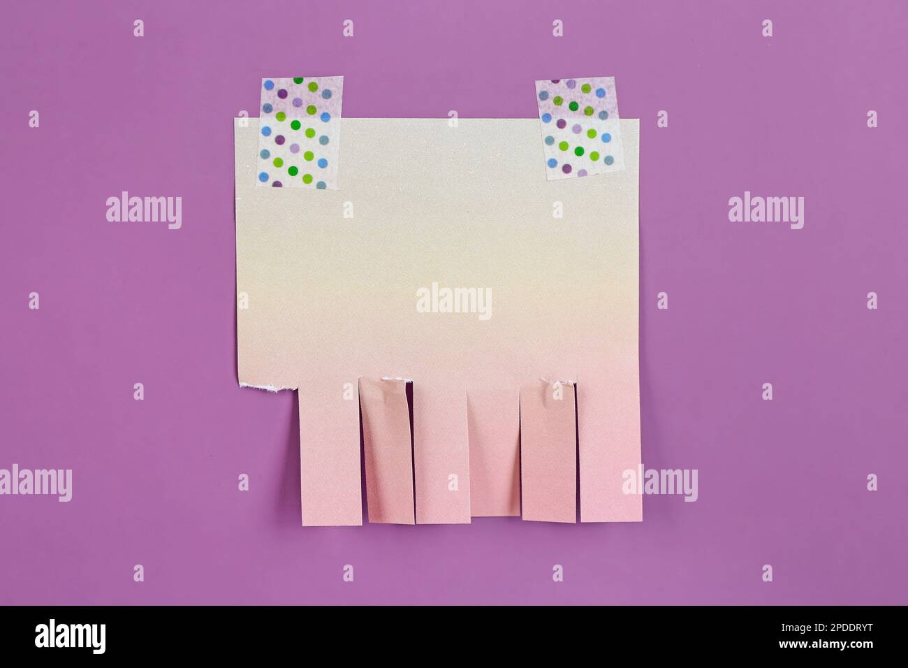 Blank paper tear-off ad on purple background Stock Photo - Alamy