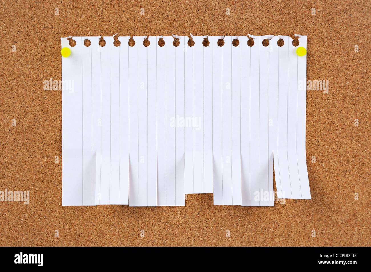 Blank paper tear-off ad on pinboard Stock Photo - Alamy