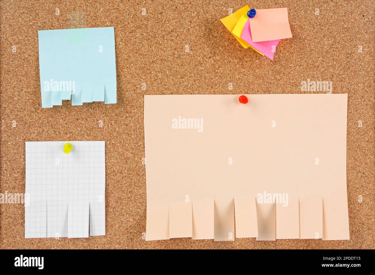 Blank paper tear-off ads on pinboard Stock Photo - Alamy