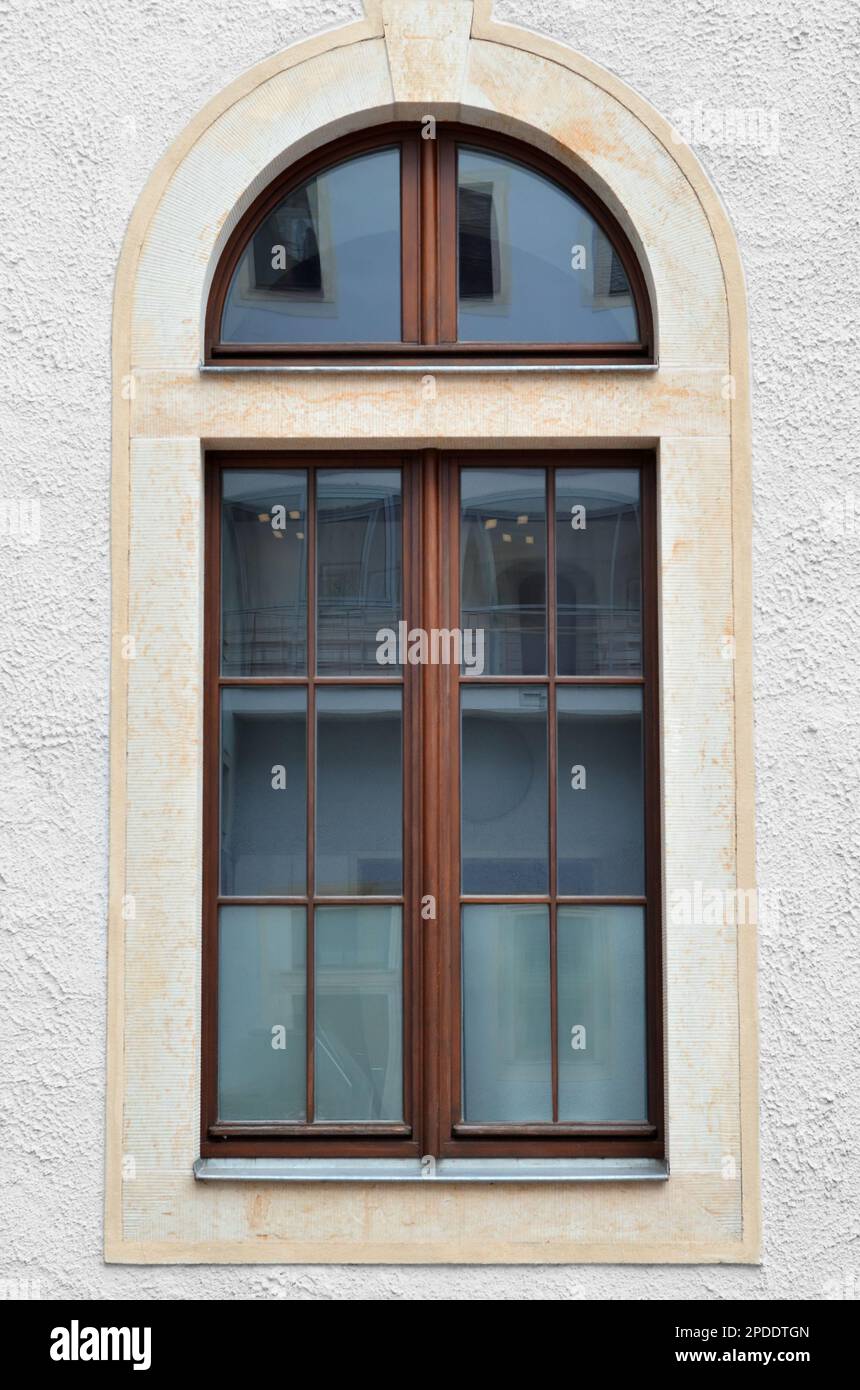 View of old building with wooden window Stock Photo - Alamy