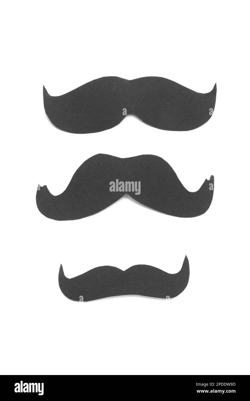 Set of paper mustaches on white background Stock Photo - Alamy