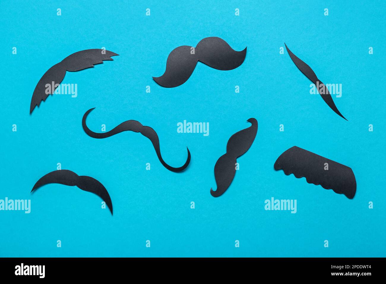 Set of different paper mustaches on color background. Father's Day ...