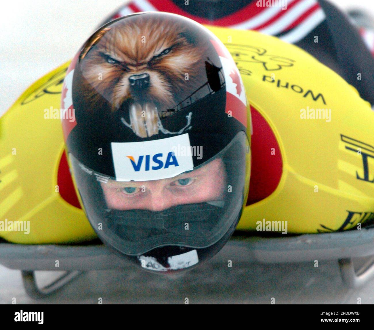 Jeff Pain from Canada starts for the second run of the men`s Skeleton ...