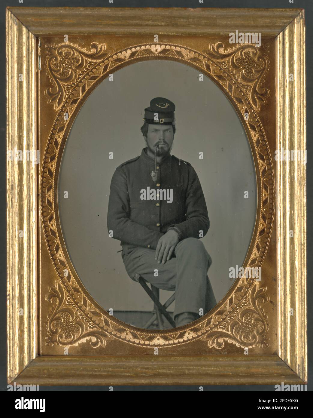 Unidentified soldier in Union uniform with pipe. United States, Army ...