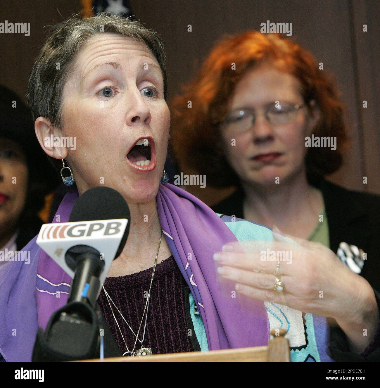 Athens (Ga.) Mayor Heidi Davison is flanked by other Athens-Clarke County officials as she ...