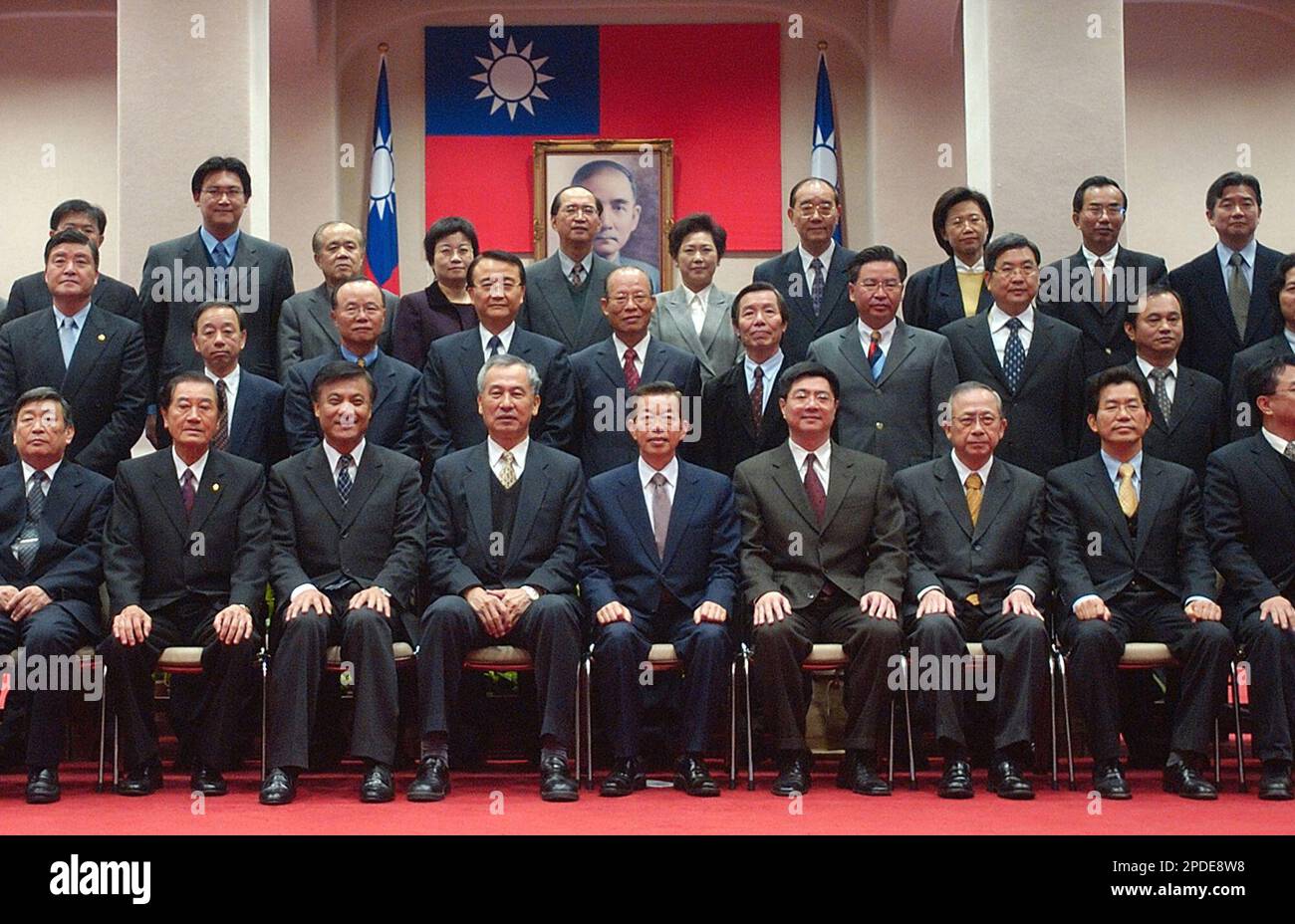 Taiwan's Premier Frank Hsieh, first row, center, poses for a photograph ...