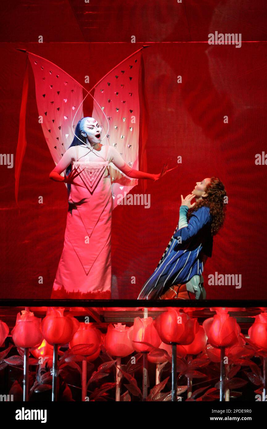 Erika Miklosa, left, performs as The Queen of the Night alongside Mary ...