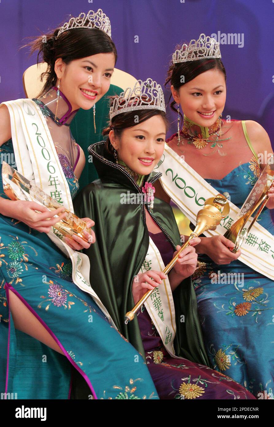 From left, First runner-up Ginney Kanchanawat of Bangkok, Thailand, winner Ina Lu of ...