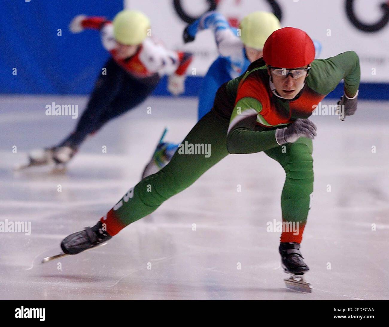 Bulgaria's Evgenia Radanova, front, finishing first in the women's 500m ...