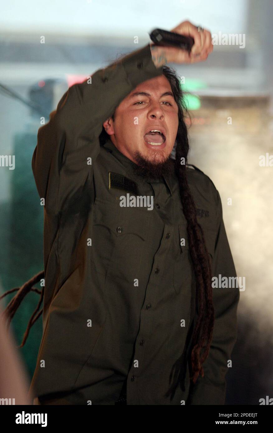 Sonny Sandoval lead singer for the band P.O.D. performs on stage during ...