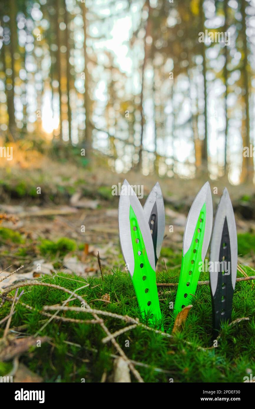 Throwing projectiles and throwing sports.Green and black metal throwing ...