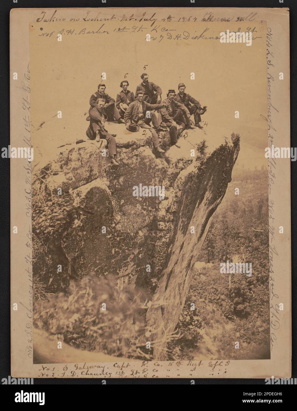 Officers of the 16th U.S. Colored Troops (USCT) Infantry Regiment atop Lookout Mountain ...