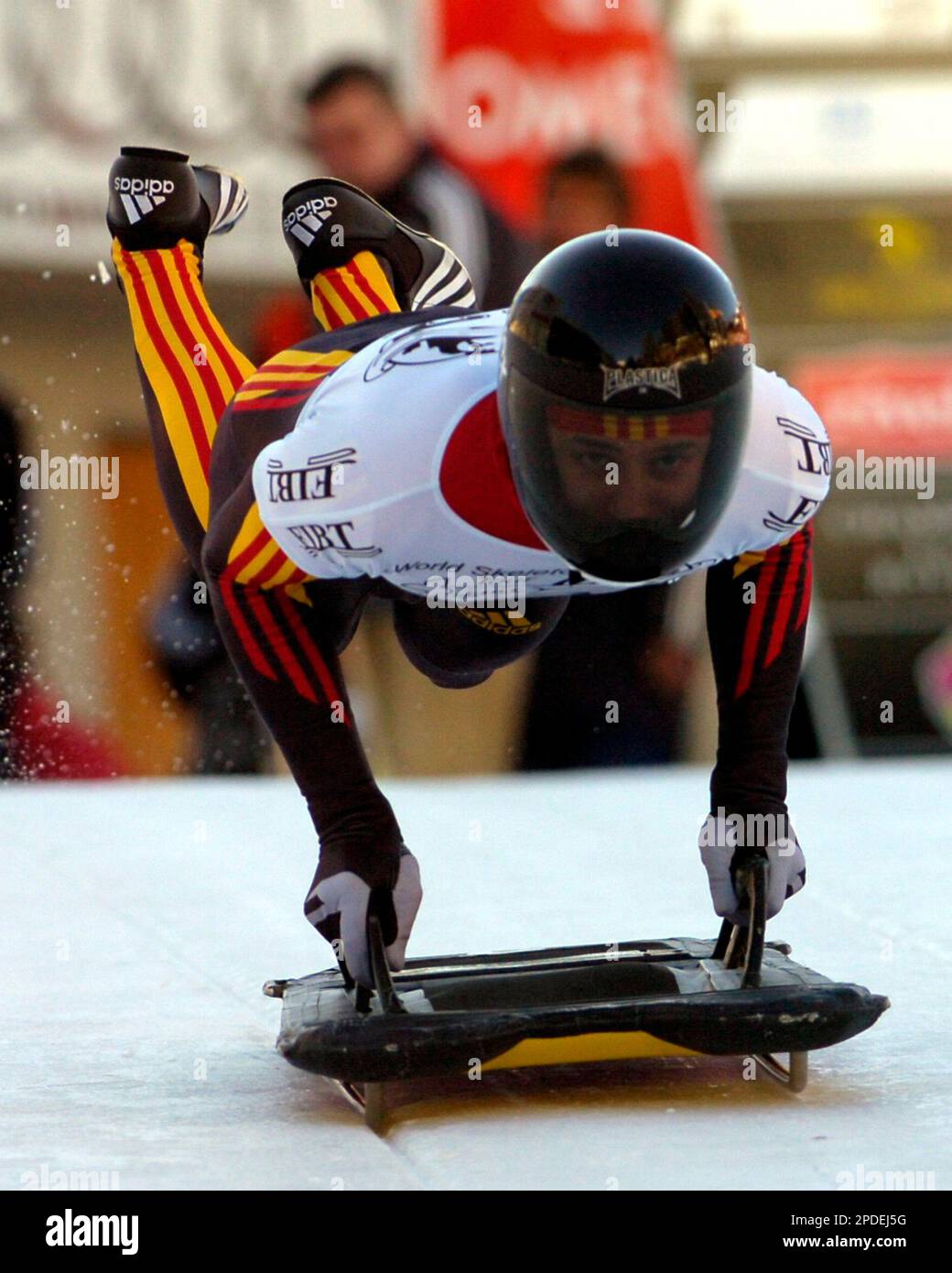 Frank Rommel from Germany starts to the men's skeleton world cup ...