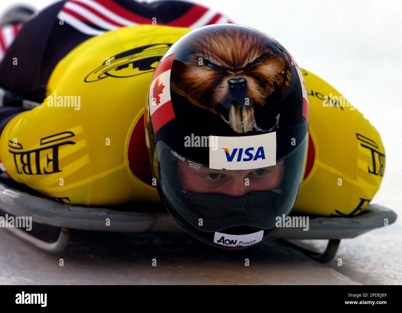 Jeff Pain from Canada starts at the men's skeleton world cup and ...