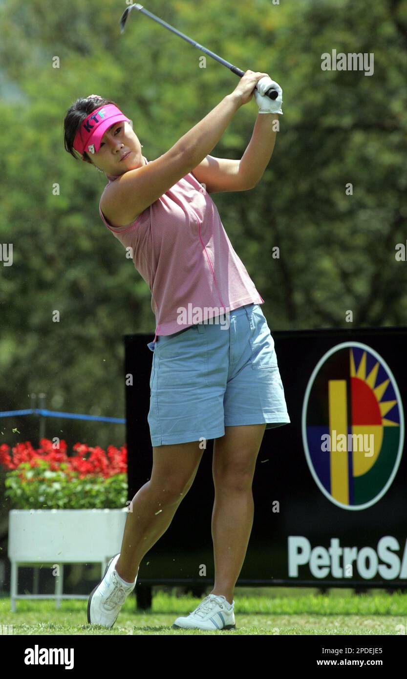 Korea's golfer Meena Lee, watches her drive during the Women's World ...