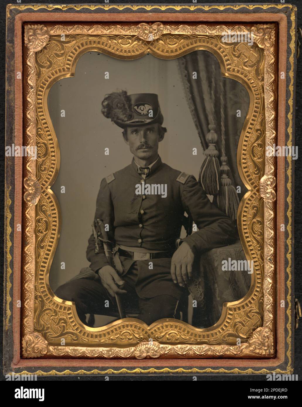 Unidentified soldier in Union uniform and Hardee hat with ostrich ...
