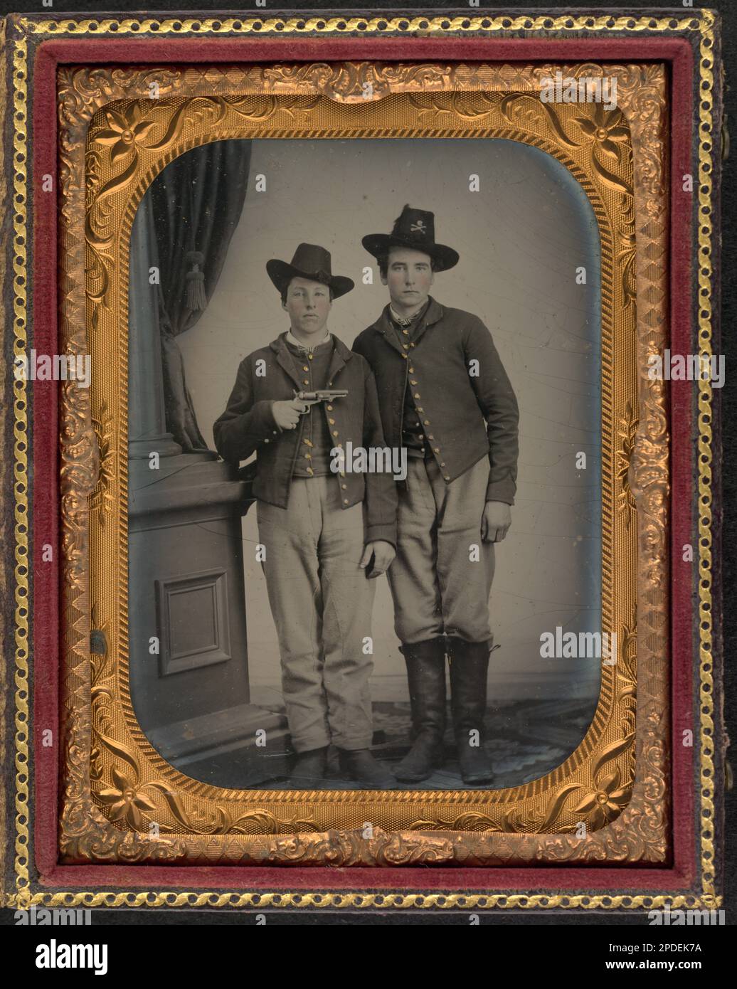 Two unidentified soldiers in Union uniforms, one with 9th cavalry ...