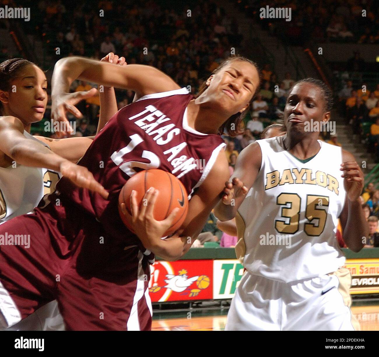 Texas A&M's LaToya Micheaux pulls down a first-half rebound over Baylor ...