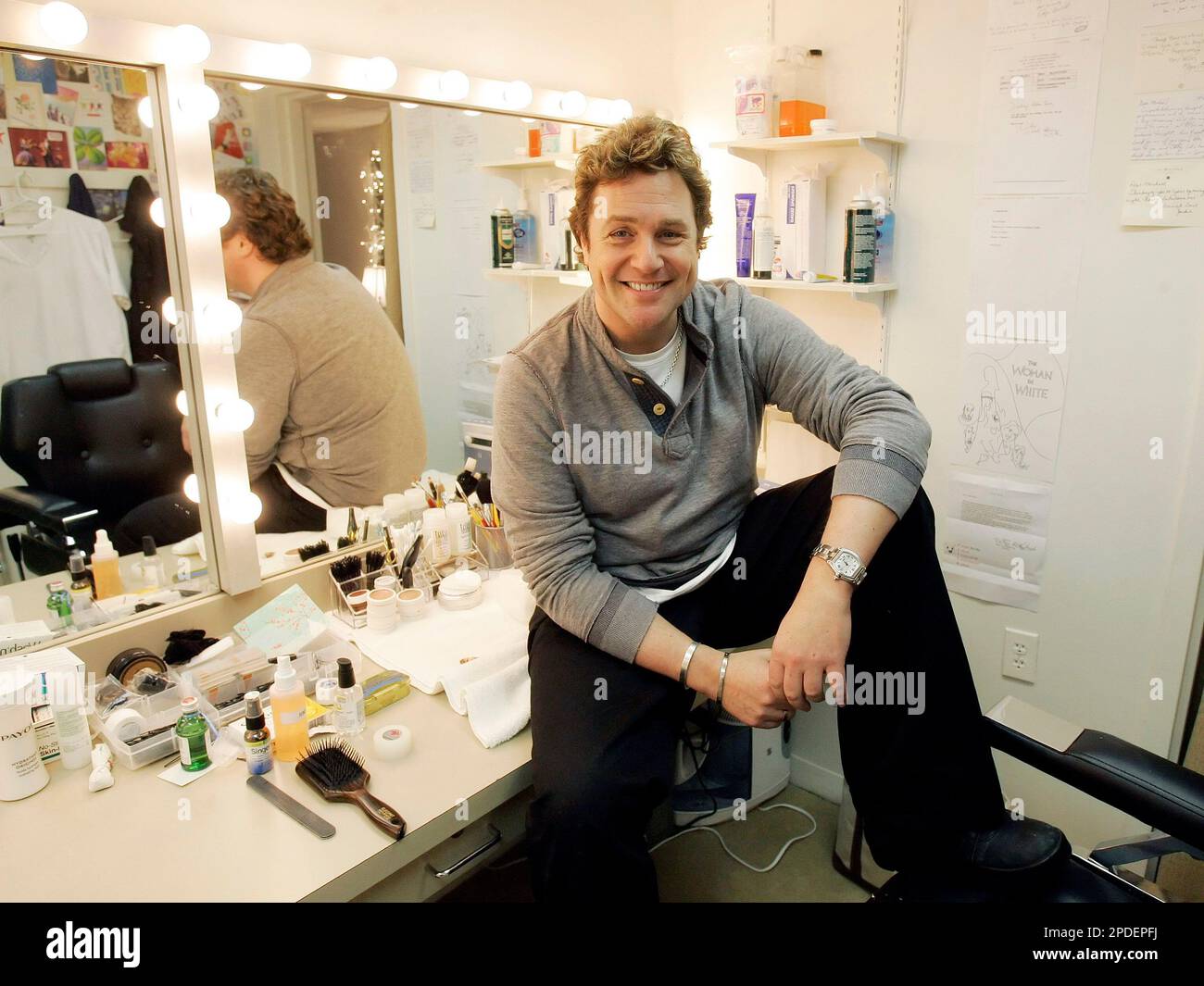Actor Michael Ball poses in his dressing room at the Marquis Theater in ...