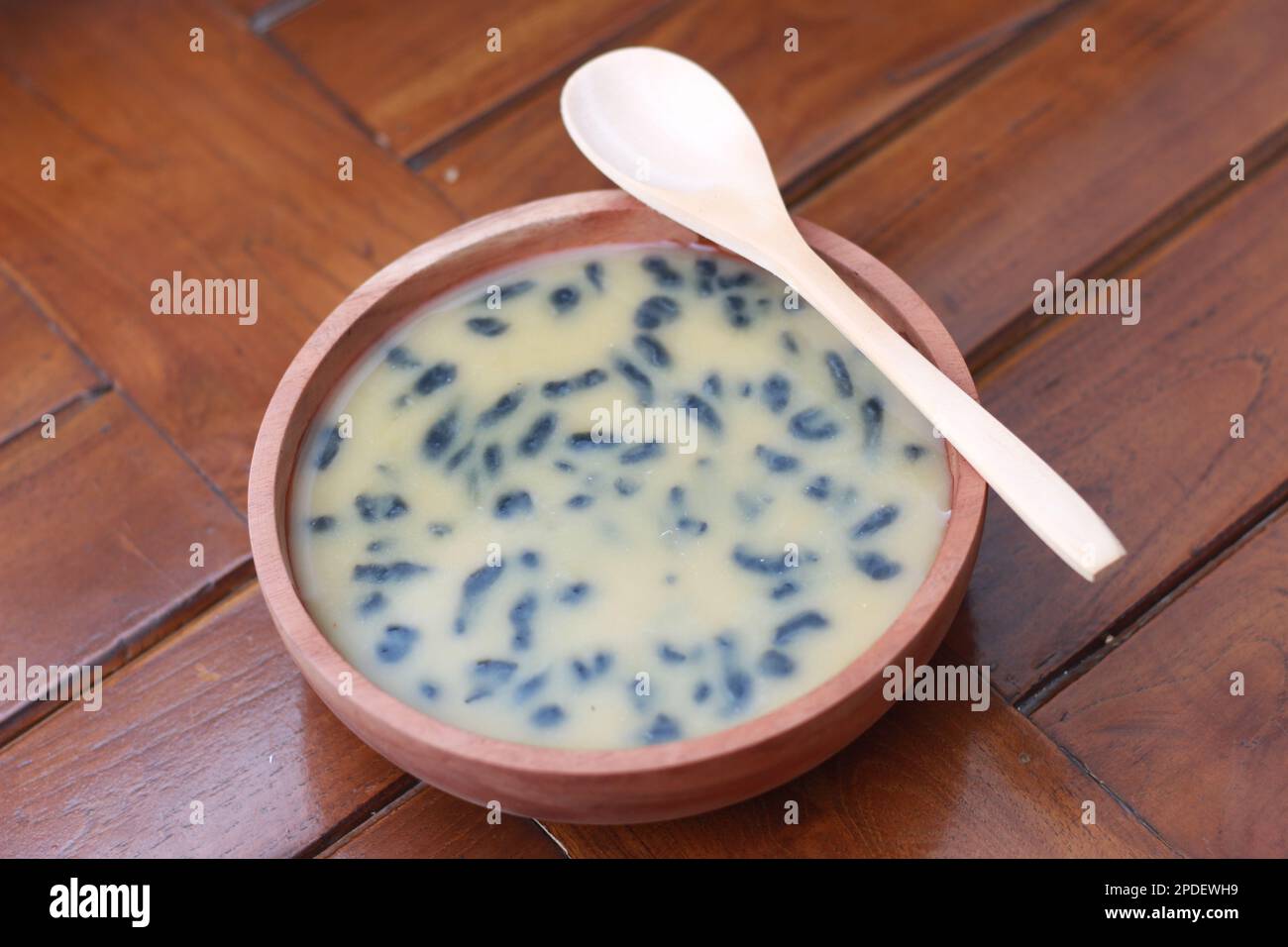 a close up of a bowl of traditional Indonesian drink called Dawet Ireng ...