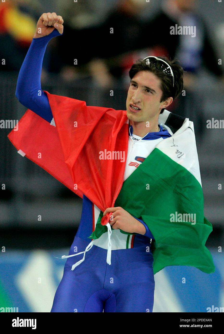 Italy's Enrico Fabris celerates after finishing the men's 10,000 metre ...