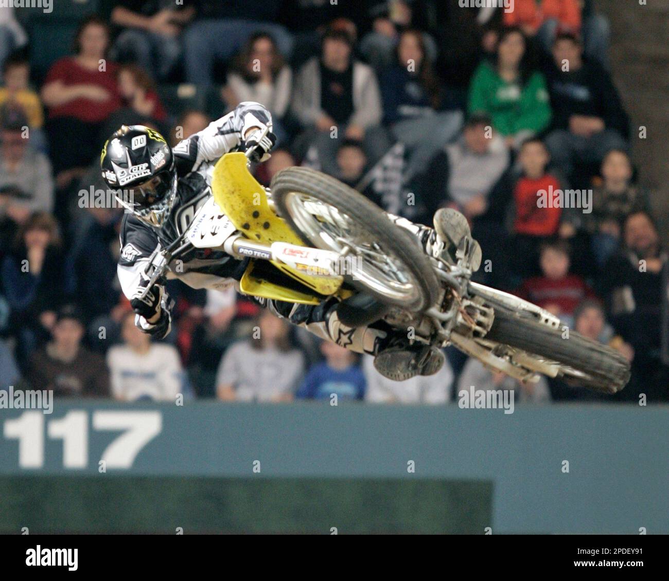 Benoit Milot, 23, of Montreal, Canada, competes during the FMX Clear ...