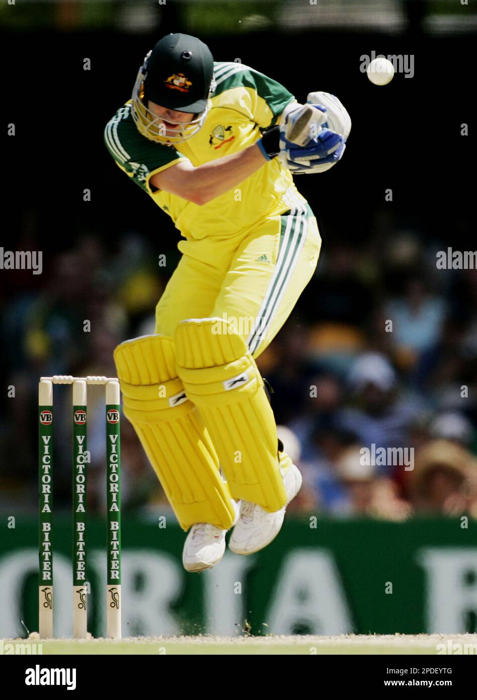 Australia's Brett Lee fends off a high delivery from South Africa's ...