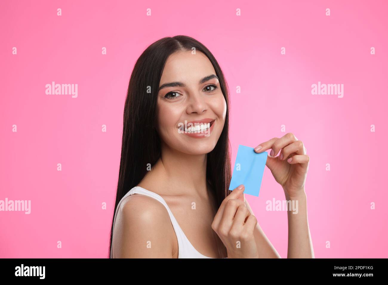 Woman blotting face hi-res stock photography and images - Alamy