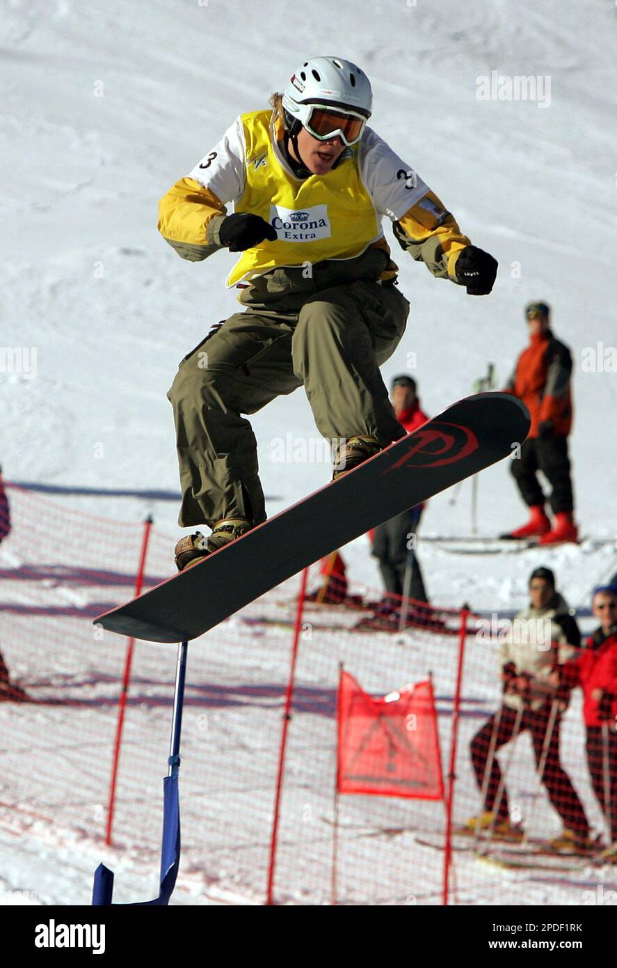 Switzerland's Sandra Frei takes a jump on her way to win a women's ...