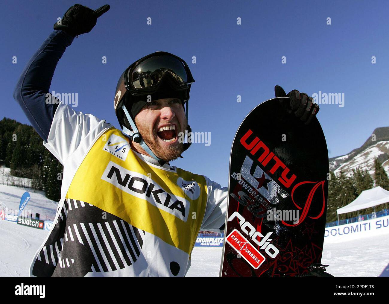 Jason Smith of the United States celebrates in the finish area after ...