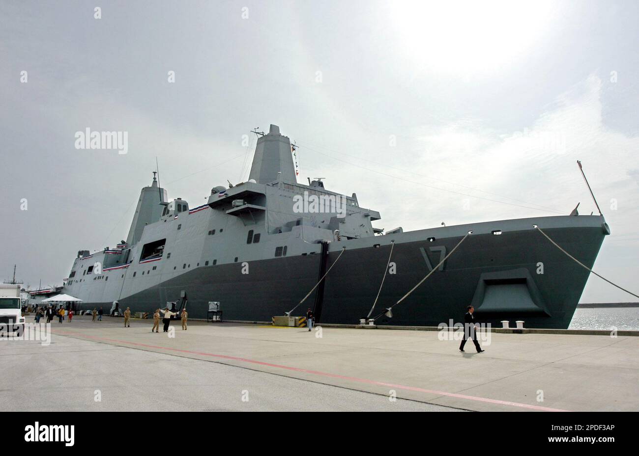 The USS San Antonio is seen docked at Naval Station Ingleside, Texas ...