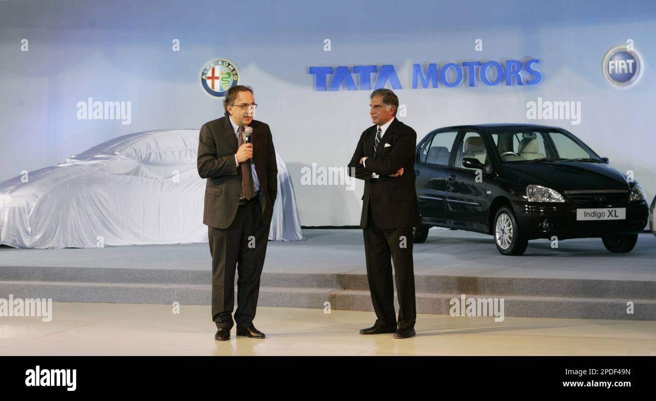 Ratan Tata, right, Chairman of TATA group of companies and Sergio ...