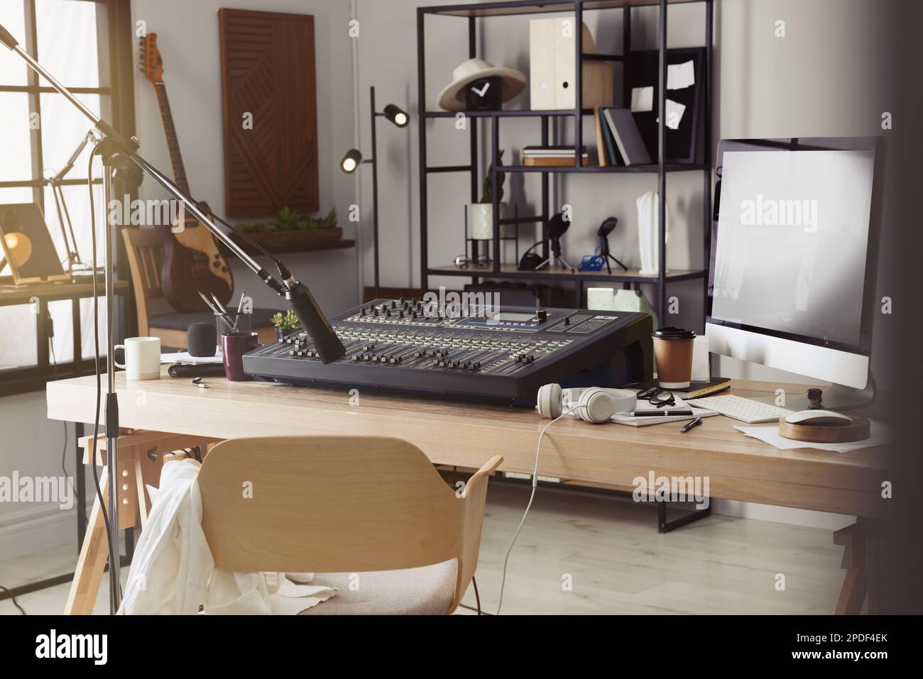 Professional audio equipment in modern radio studio Stock Photo - Alamy