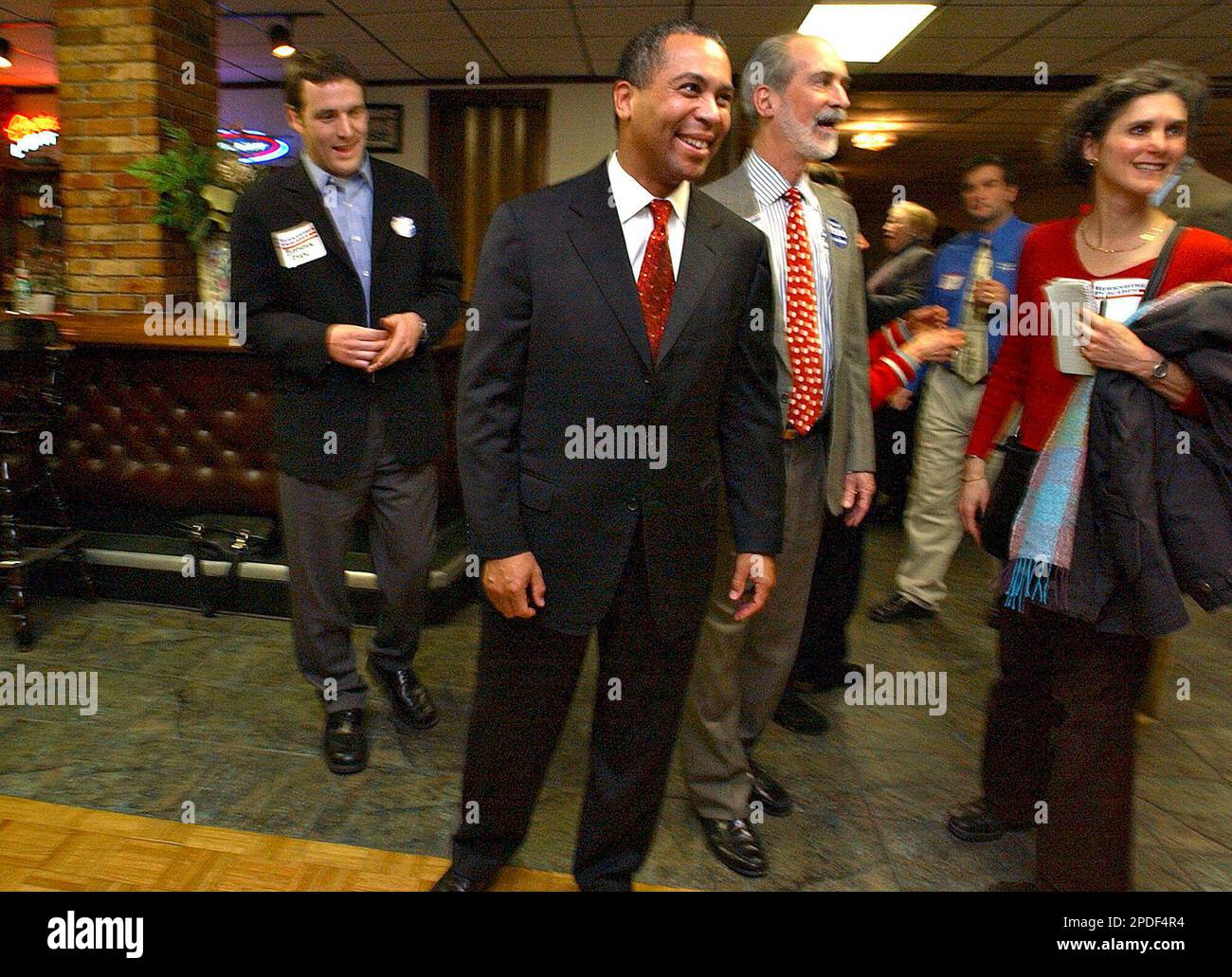 Massachusetts Gubernatorial candidate Deval Patrick, center, speaks ...