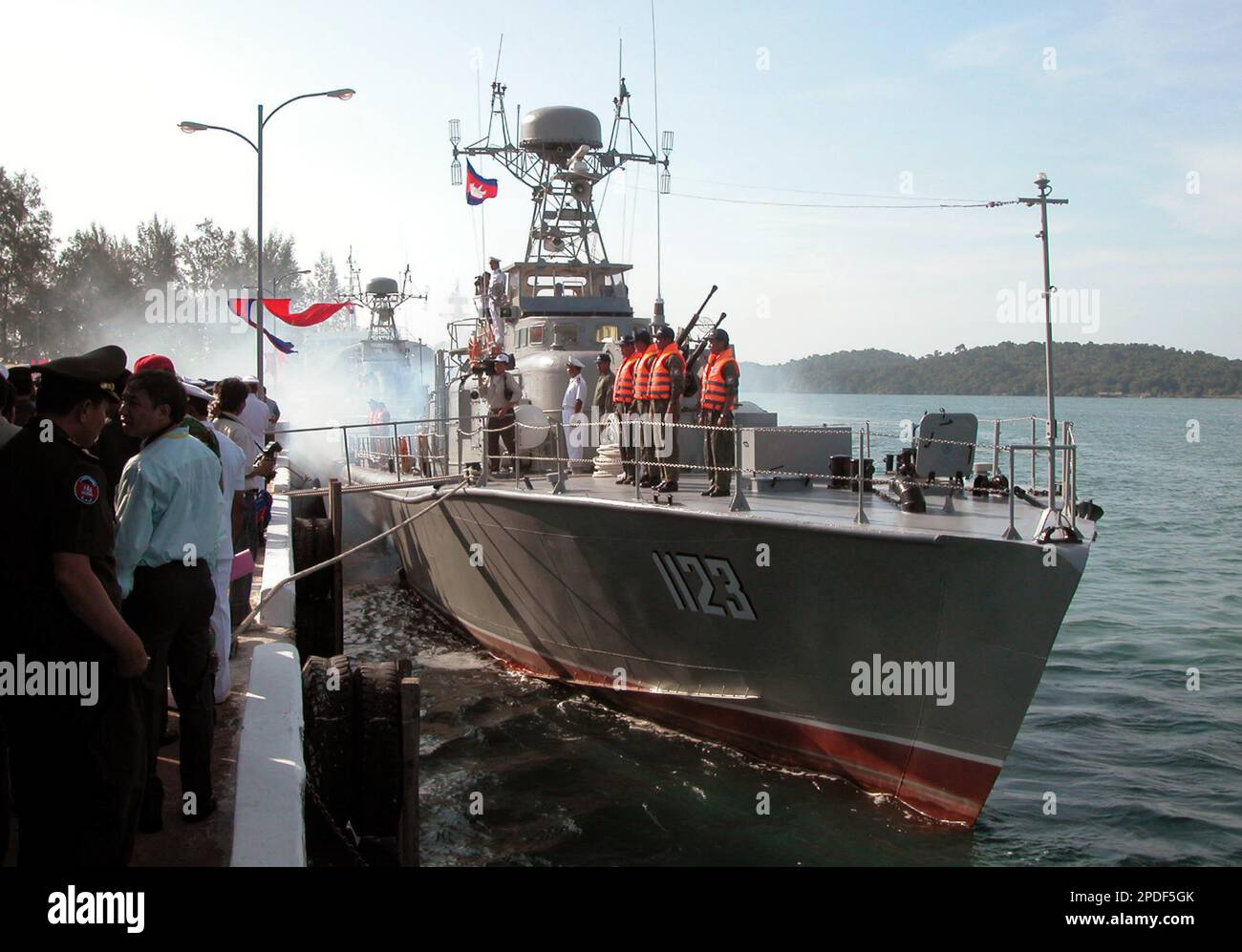 A patrol boat that was handed over to Cambodia by Vietnam leaves the ...