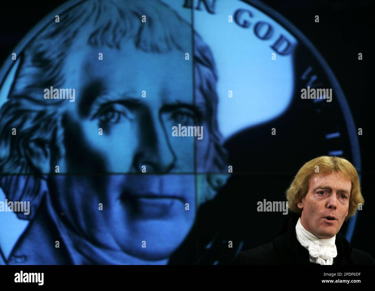 President Thomas Jefferson re-enactor William Barker helps unveil the ...